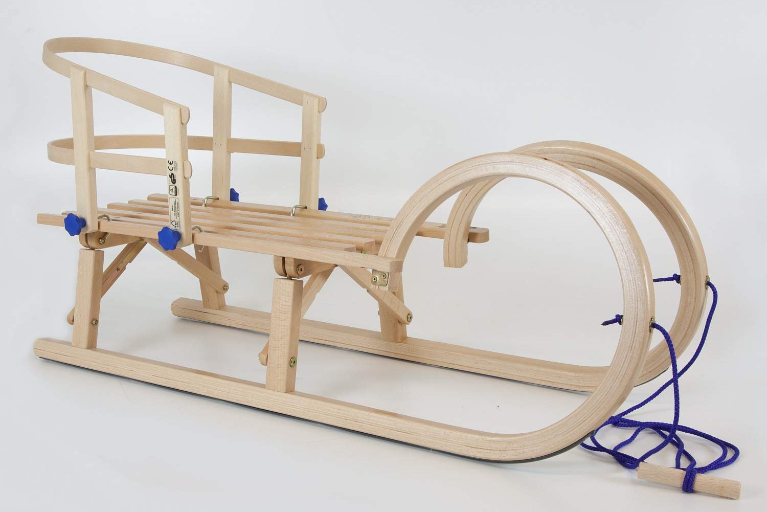 VT-Sport Folding Wooden Horned Snow Sledge 100 cm with Backrest and ...